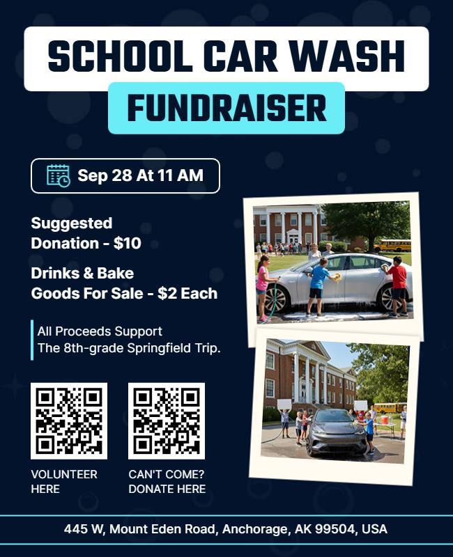 School Car Wash Fundraiser Event Flyer Template