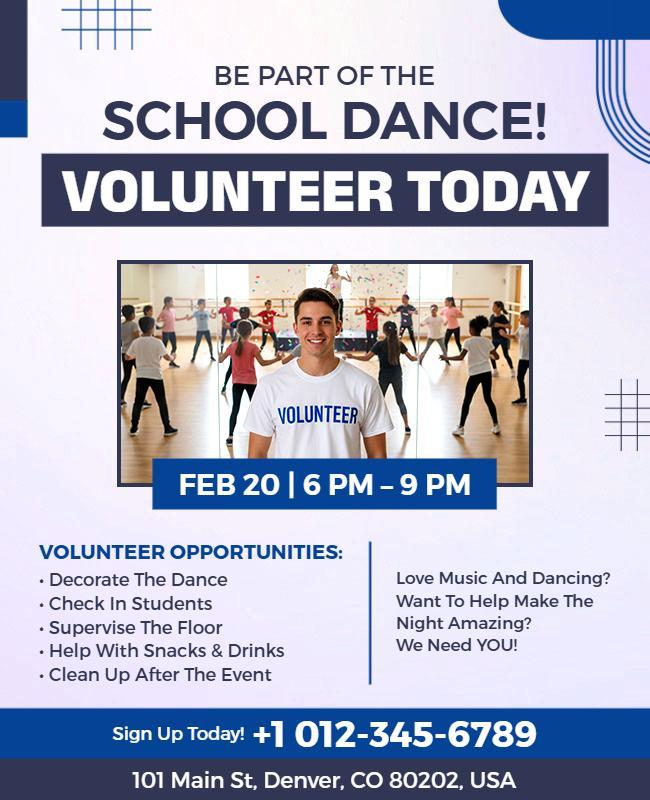School Dance Volunteer Opportunity Flyer Template