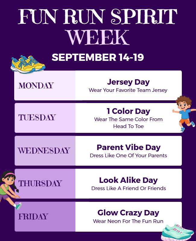 School Fun Spirit Week Celebration Event Flyer Template