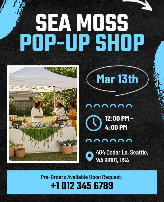 Sea Moss Pop-up Shop Event Flyer Template