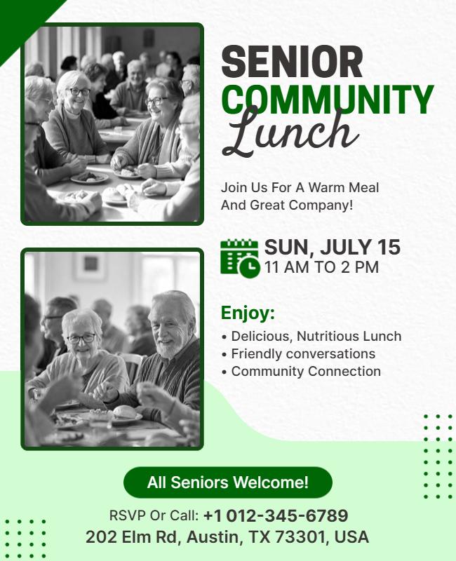 Senior Community Lunch Gathering Flyer Template