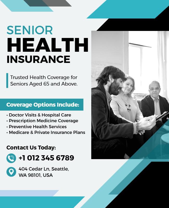 Senior Health Insurance Coverage Flyer Template