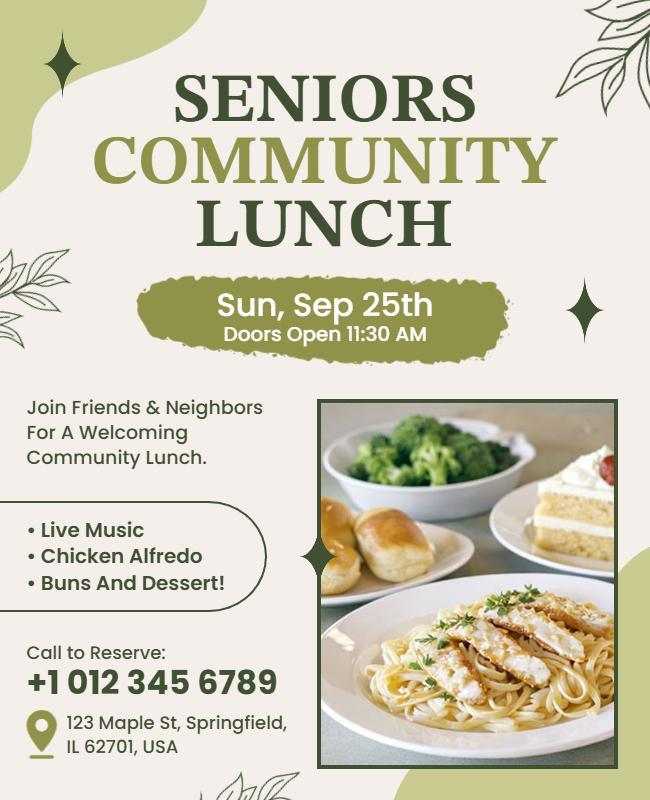 Seniors Community Lunch Event Flyer Template