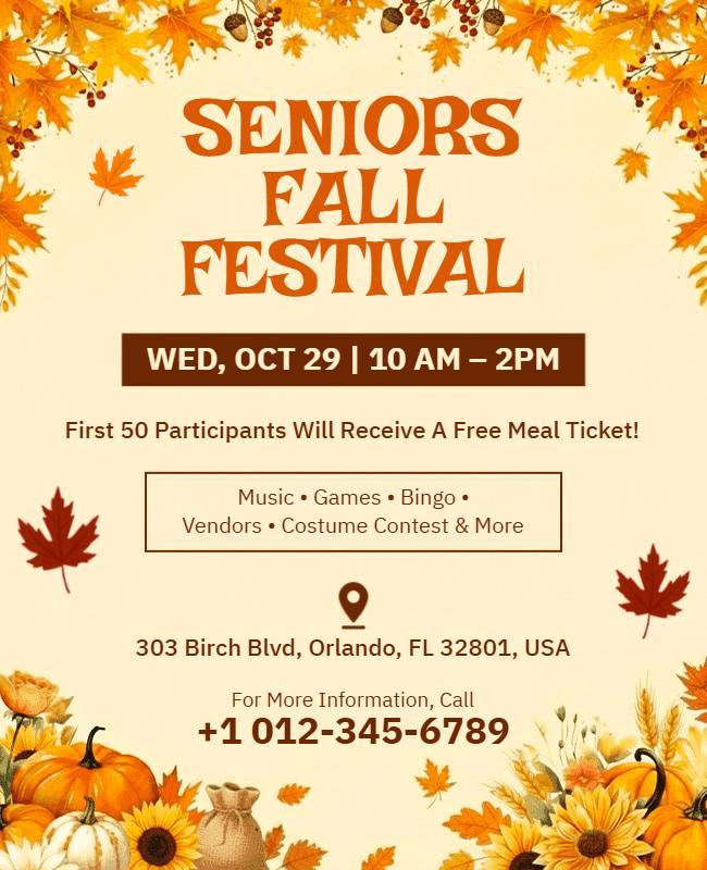Seniors Fall Festival Celebration Flyer Template