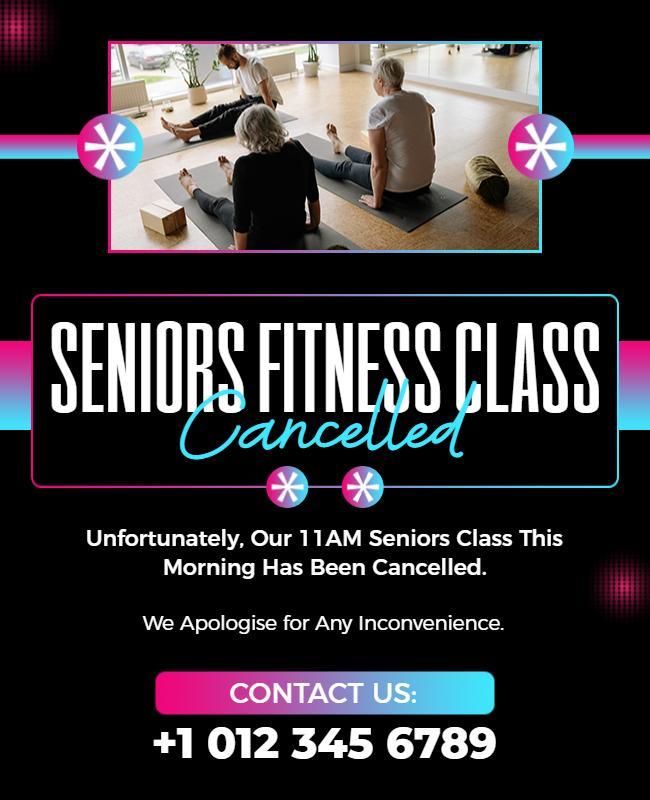 Seniors Fitness Class Cancellation Notice Flyer Template