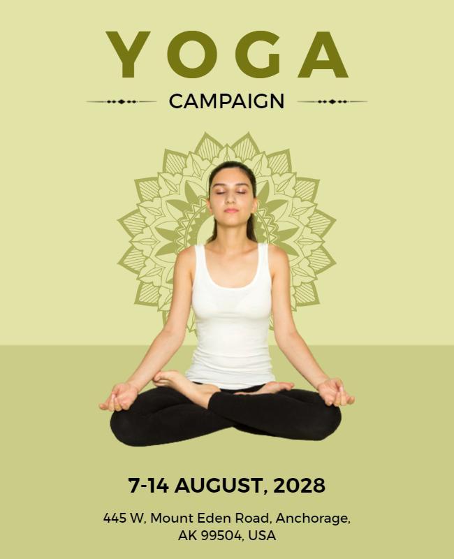 Serene Green Yoga Meditation Campaign Poster Template