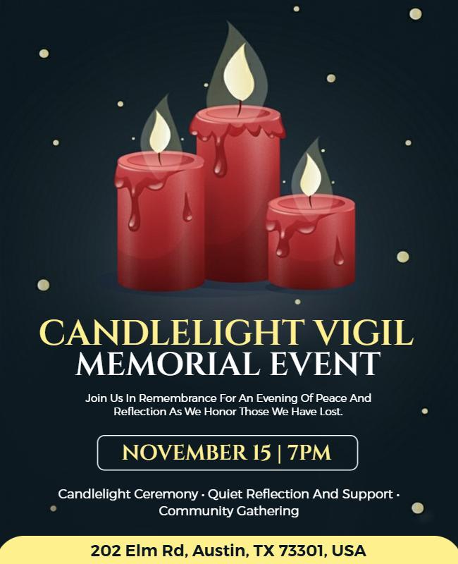 Serene Red Candlelight Remembrance Event Flyer Template