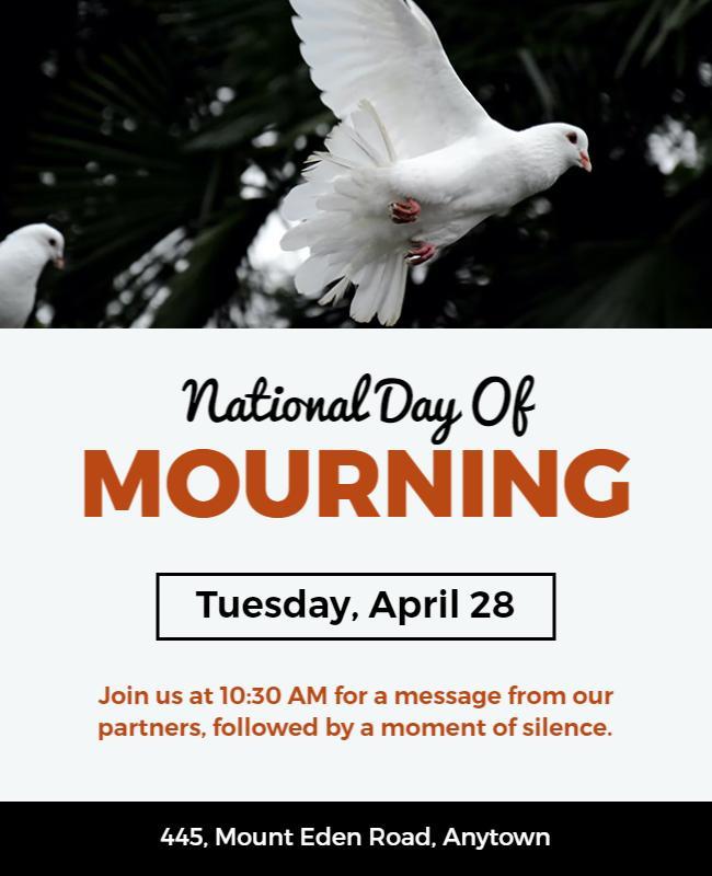 Serene White Dove National Day of Mourning Poster Template