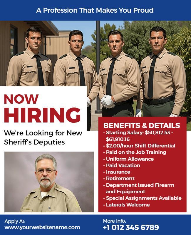 Sheriff's Department Recruitment Hiring Flyer Template