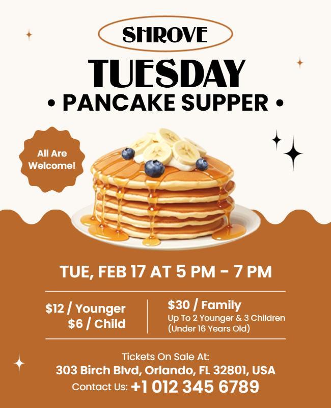 Shrove Tuesday Pancake Supper Flyer Template