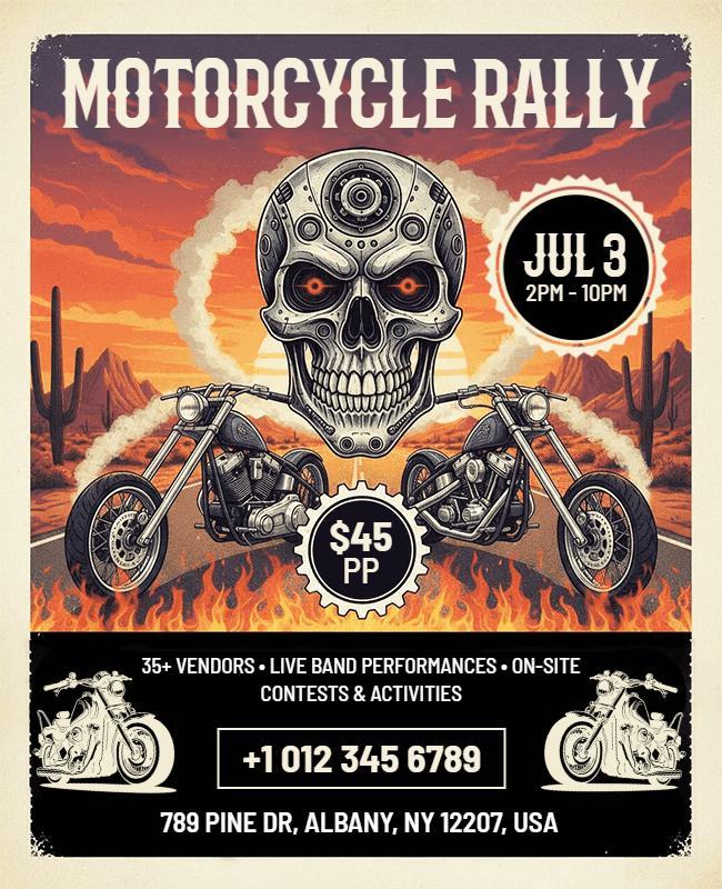 Skull-Themed Motorcycle Rally Flyer Template