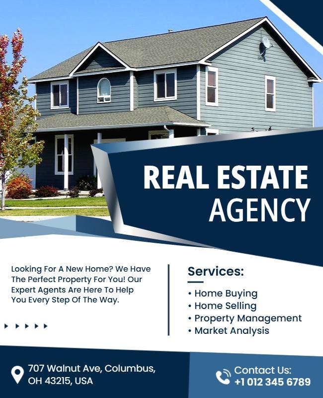 Sleek Blue Residential Property Agency Services Poster Template