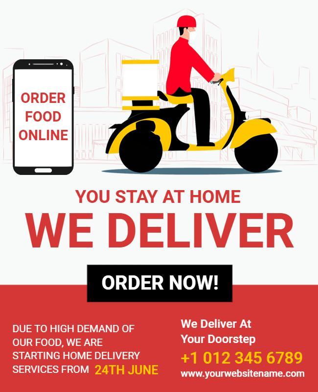 Sleek Red and Black Food Delivery Service Poster Template