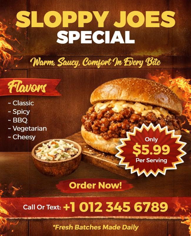 Sloppy Joes Special Offer Flyer Template