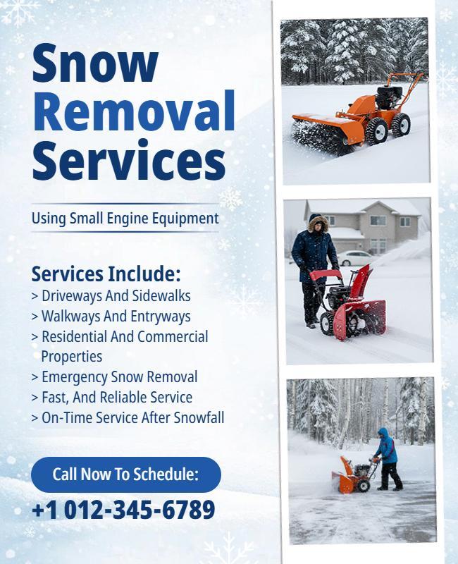 Small Engine Equipment Snow Removal Services Flyer Template