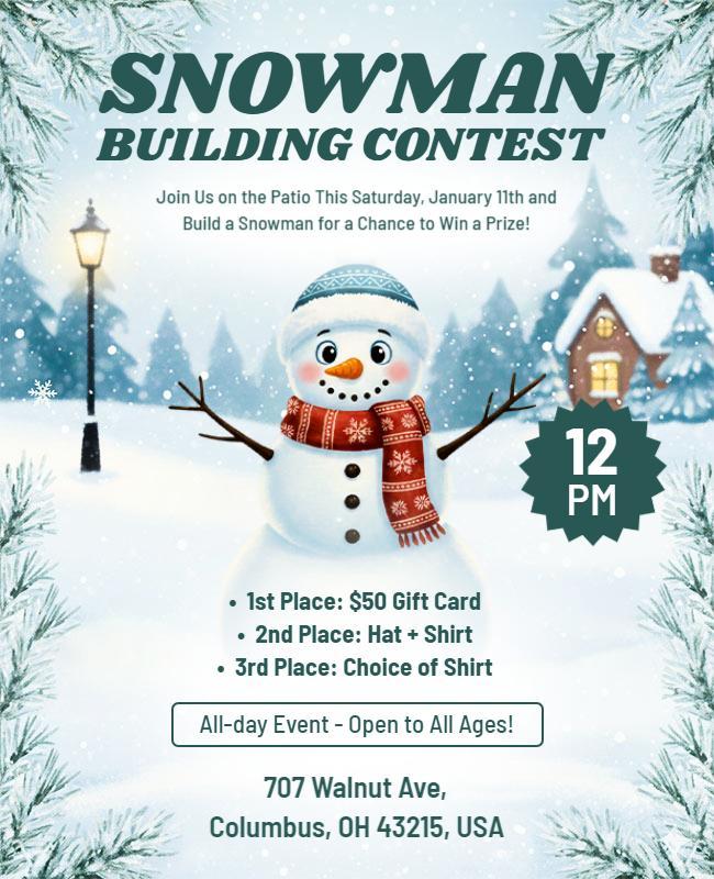 Snowman Building Contest Event Flyer Template