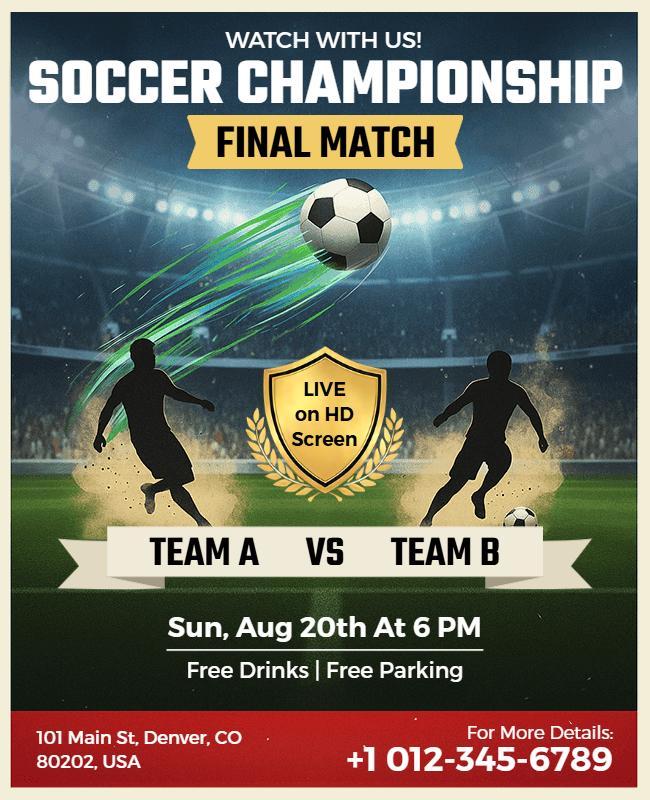 Soccer Championship Final Match Event Flyer Template