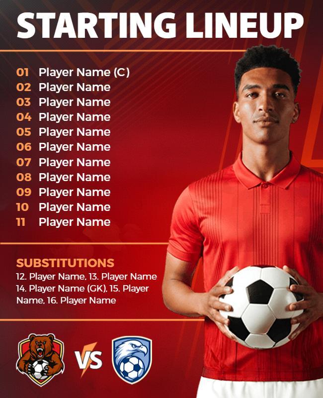 Soccer Starting Lineup Announcement Flyer Template