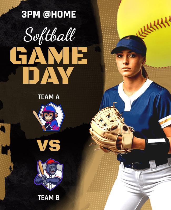 Softball Game Day Sports Event Flyer Template