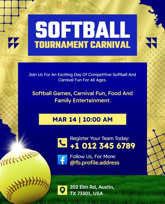 Softball Tournament Carnival Event Flyer Template