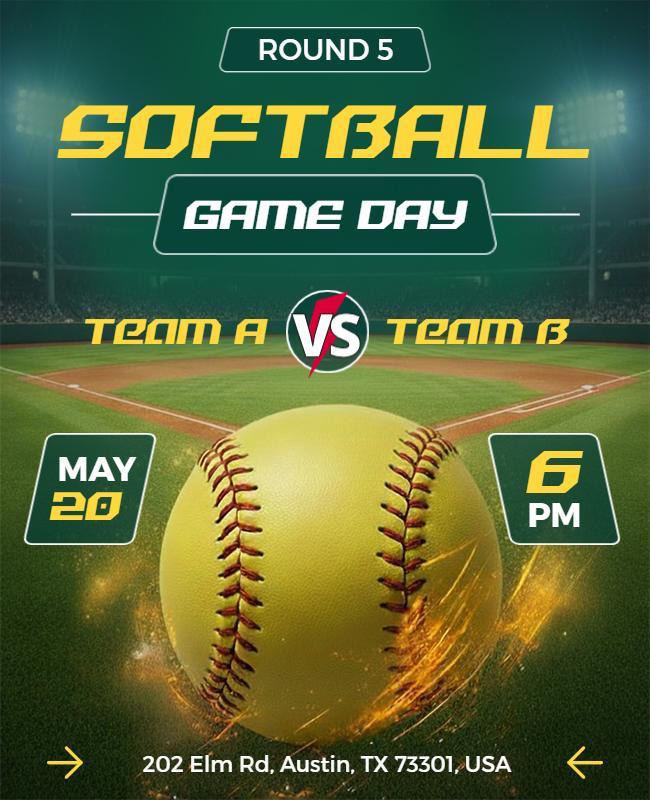 Softball Tournament Game Day Flyer Template
