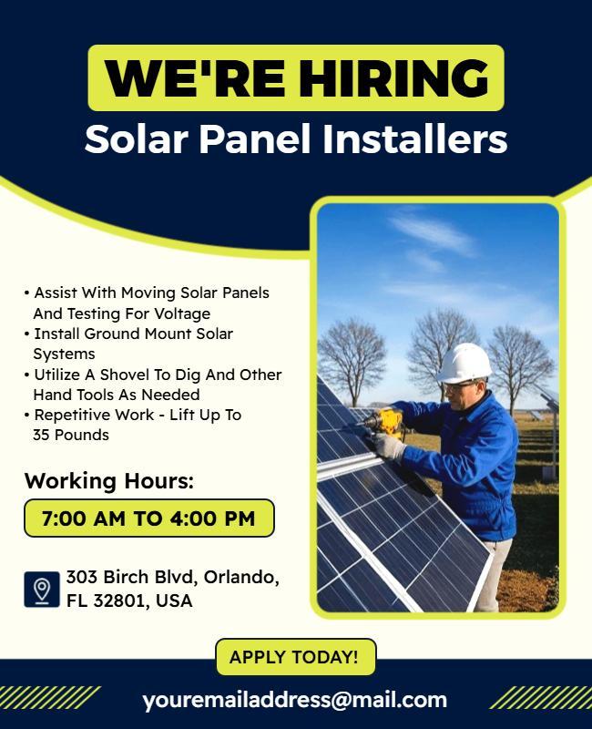 Solar Panel Installers Hiring Flyer Template