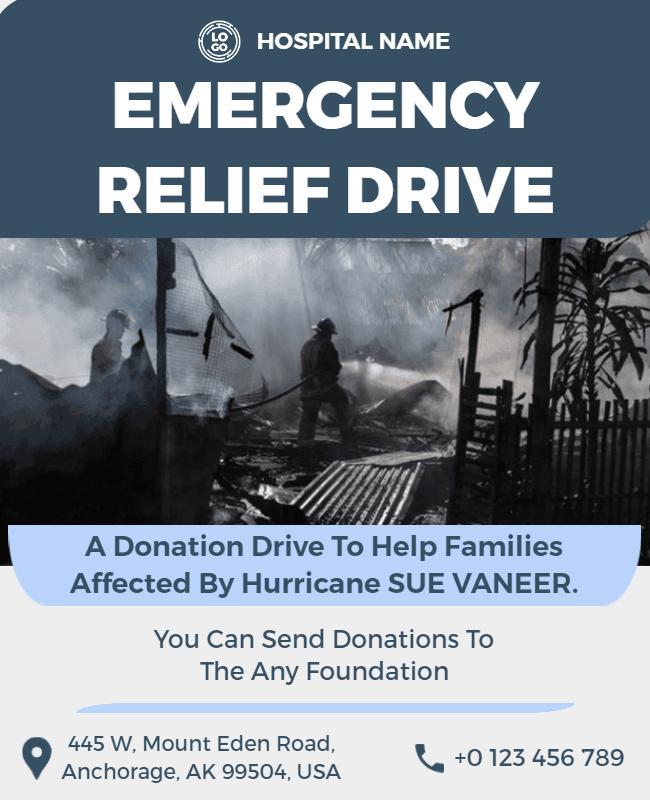Somber Themed Emergency Relief Drive Donation Poster Template