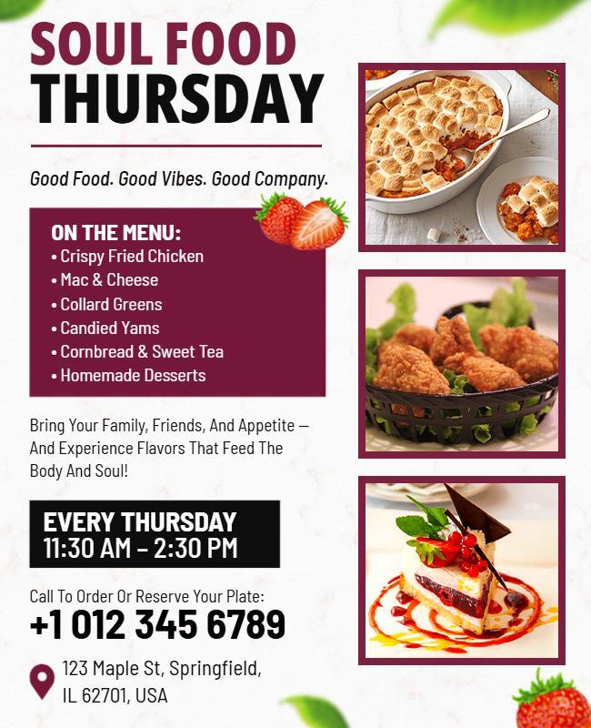 Soul Food Thursday Dining Event Flyer Template