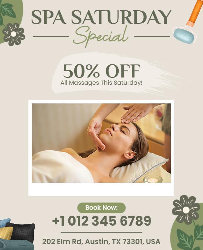 Spa Saturday Deal Announcement Flyer Template