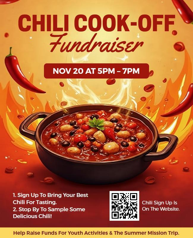 Spicy Red Chili Cook-Off Fundraiser Gathering Flyer Template