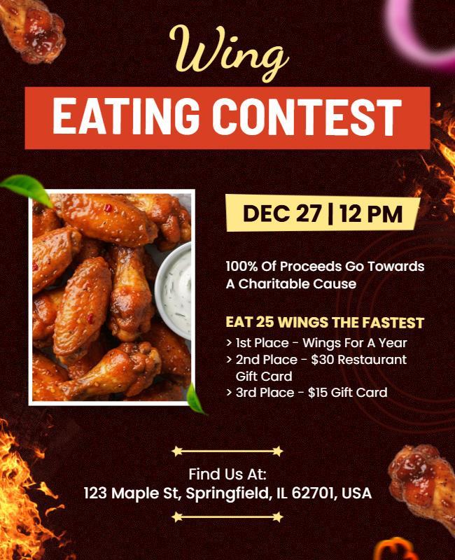 Spicy Wing Eating Contest Event Flyer Template