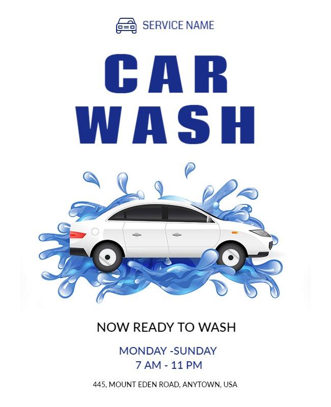 Splashing Water Theme Car Wash Service Poster Template