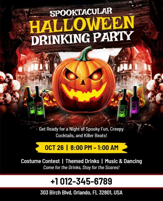 Spooky Halloween Drinking Party Flyer Template