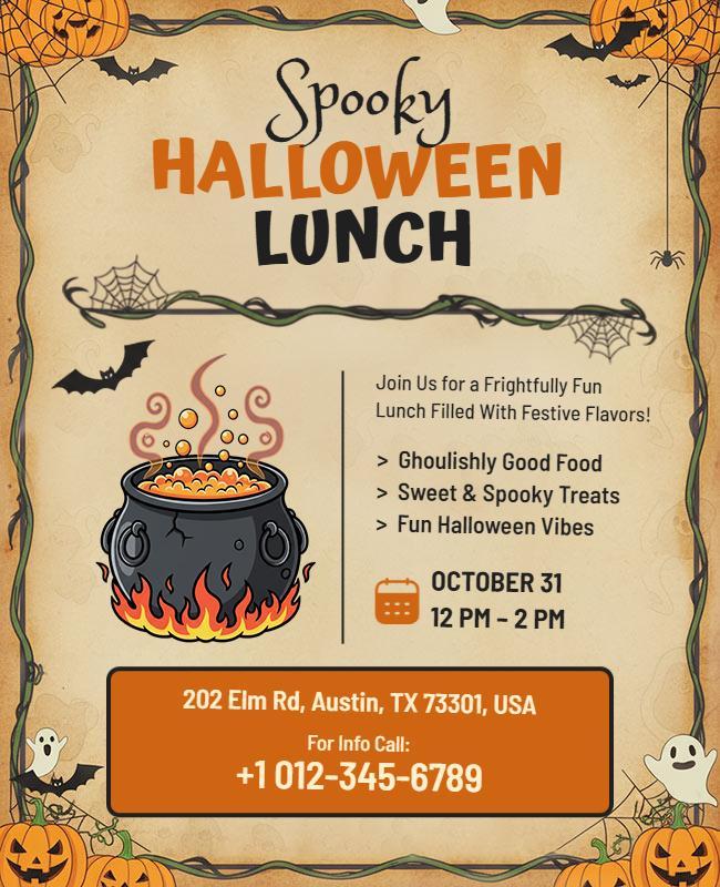 Spooky Halloween Lunch Invitation Flyer Template