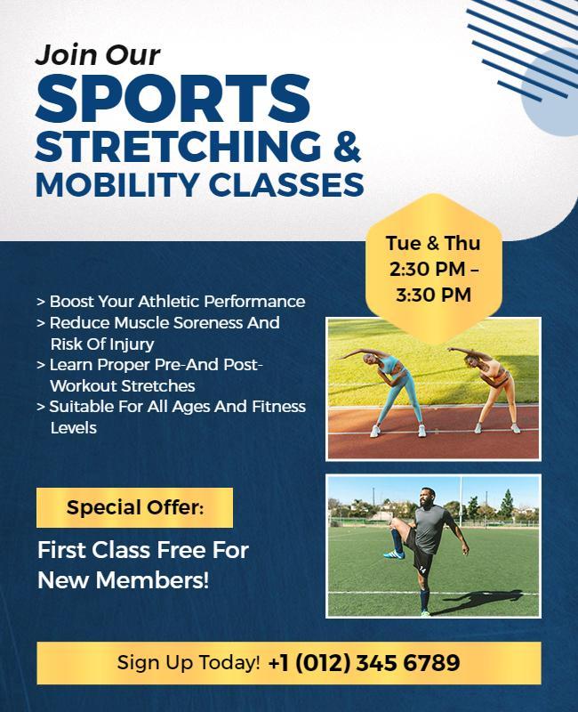Sports Stretching and Mobility Classes Flyer Template