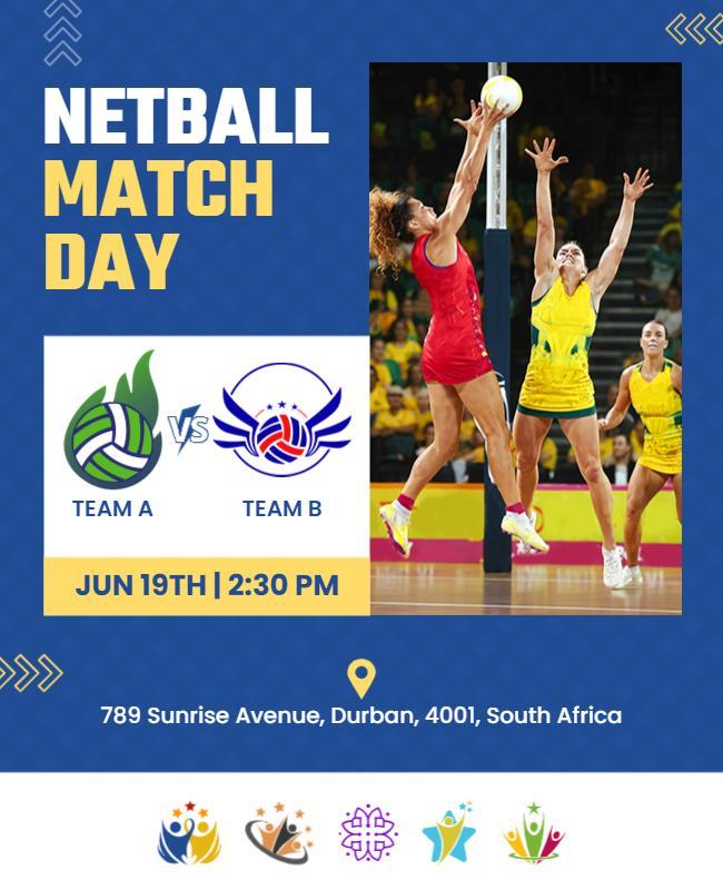Sports Theme Colorful Netball Match Day Poster Template