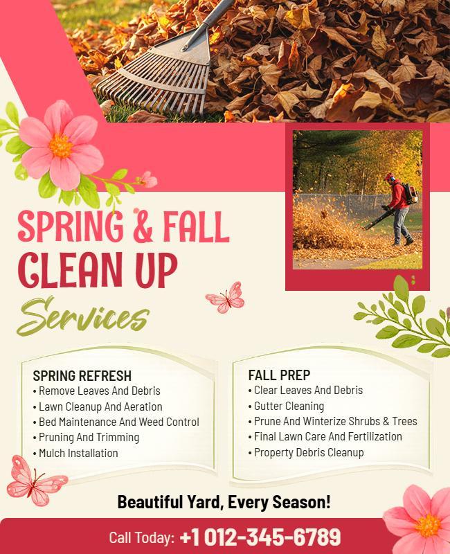 Spring and Fall Cleanup Service Flyer Template