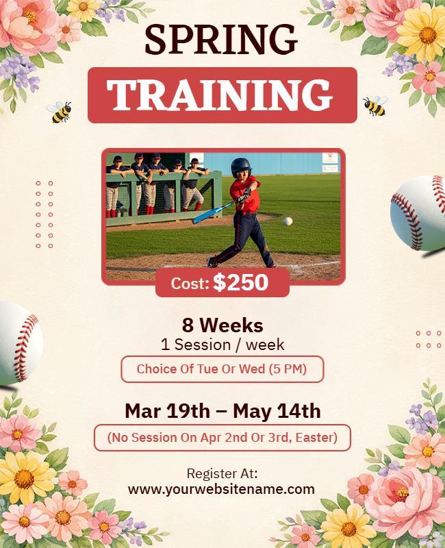 Spring Baseball Training Session Flyer Template