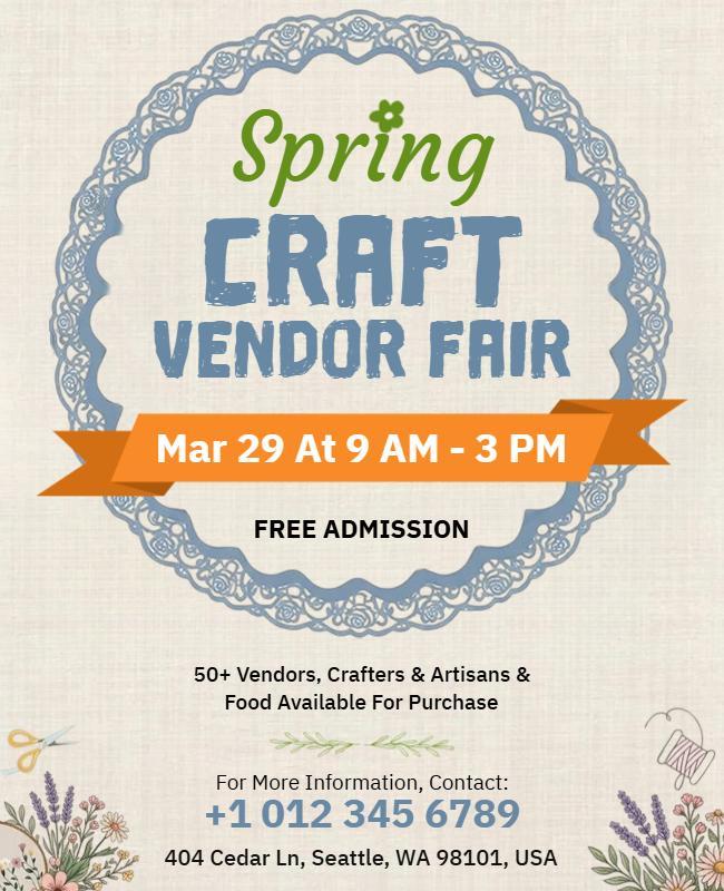 Spring Craft Vendor Fair Event Flyer Template