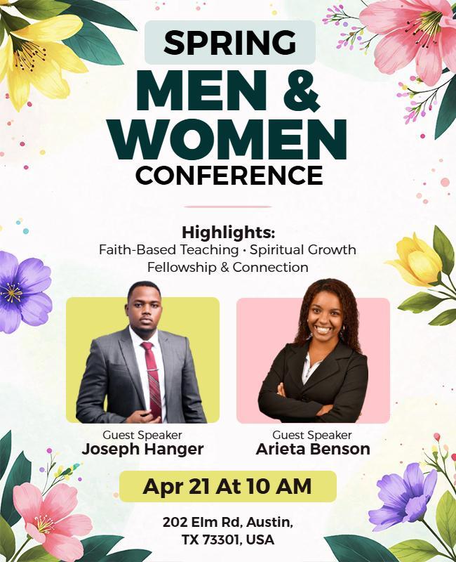 Spring Faith-Based Men and Women Conference Flyer Template
