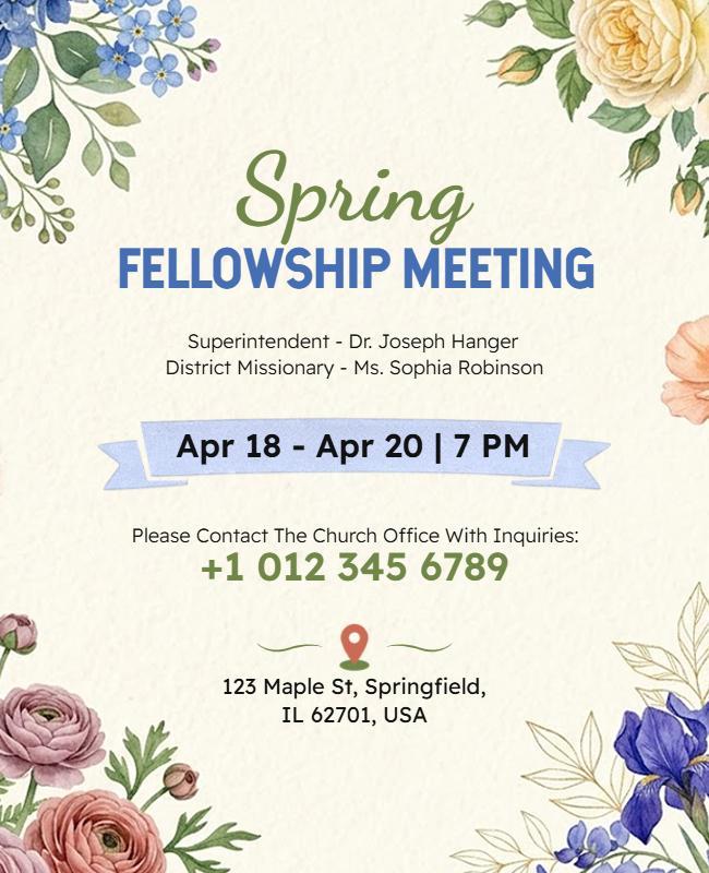 Spring Fellowship Church Meeting Flyer Template