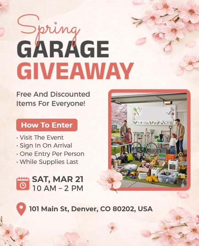 Spring Garage Sale Giveaway Event Flyer Template