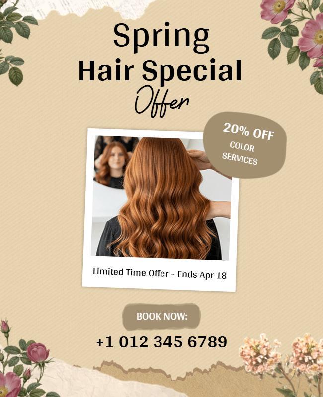 Spring Hair Special Offer Promotional Poster Template