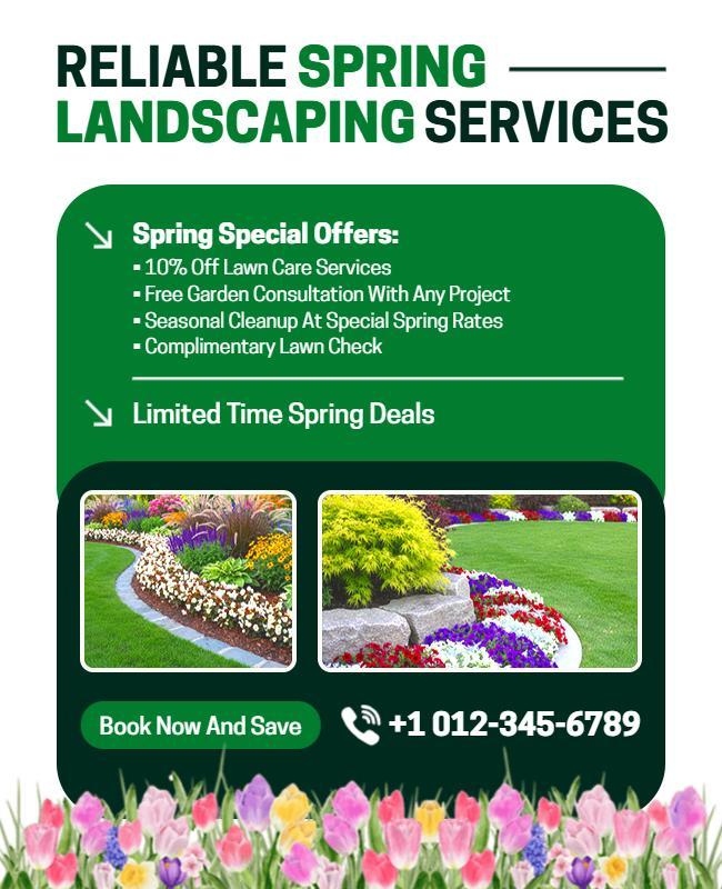 Spring Landscaping Services Promotion Flyer Template