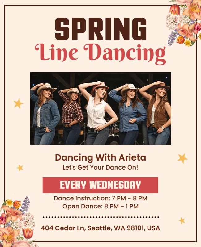 Spring Line Dancing Event Poster Template