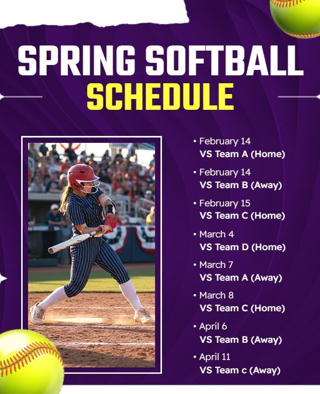 Spring Softball Season Schedule Flyer Template