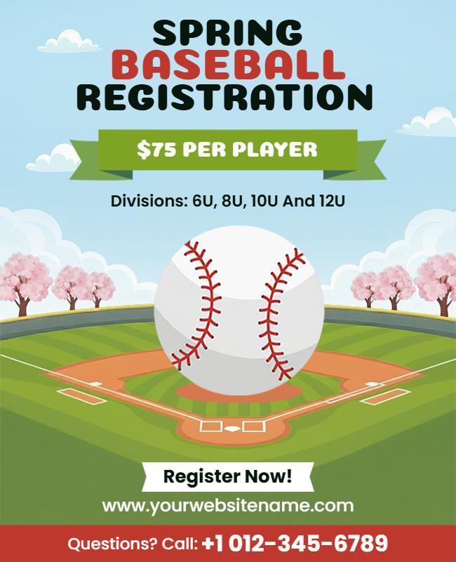 Spring Youth Baseball Registration Flyer Template