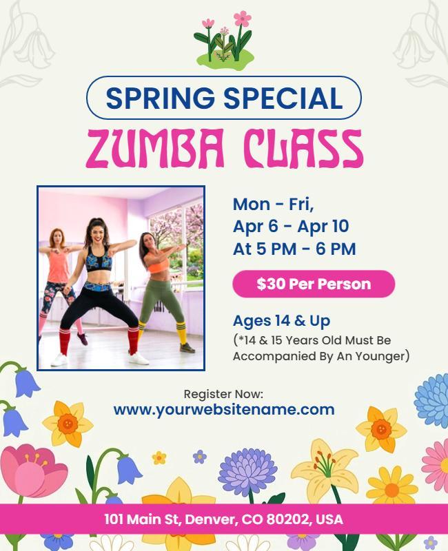 Spring Zumba Fitness Class Flyer Template