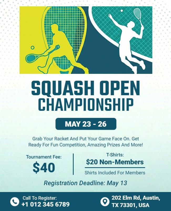 Squash Open Championship Event Flyer Template
