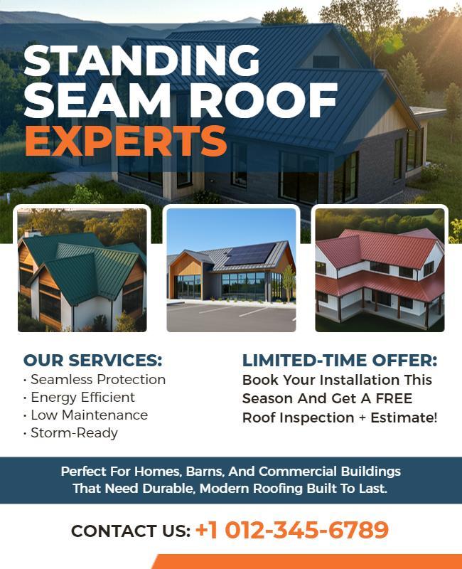 Standing Seam Roof Installation Service Flyer Template